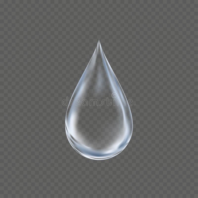 Clear Water Drop on Transparent in Gray Colors. Vector Isolated ...