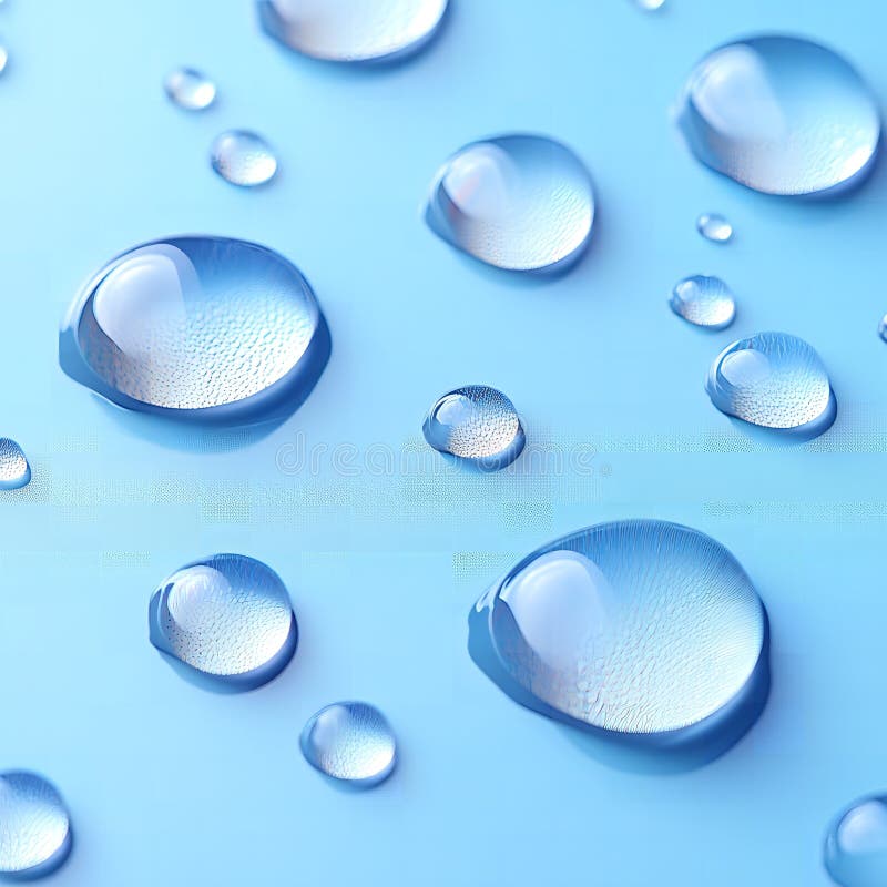 Clear Water Droplets on Blue Background Macro of Pure Water Drops Stock ...