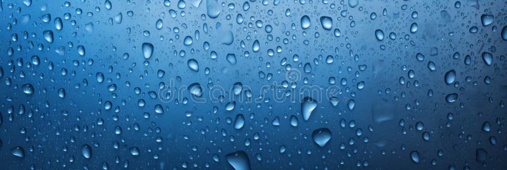 Clear Water Drops Pattern. Raindrops on Glass on Blue Background Stock ...