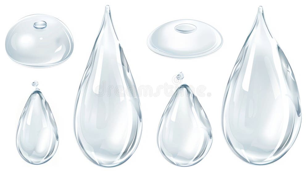 Clear Water Drops on a Plain White Surface. Suitable for Various Design ...