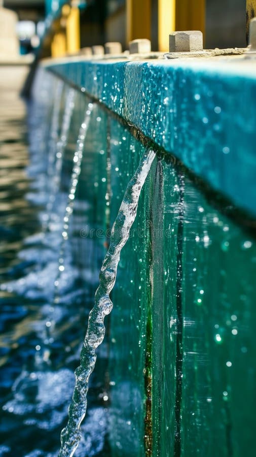 Clear Water Flowing Over Industrial Structure at Water Treatment ...