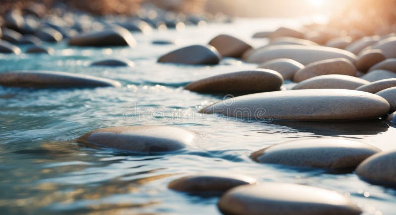 Clear Water Flowing Over Smooth River Rocks. Stock Illustration ...