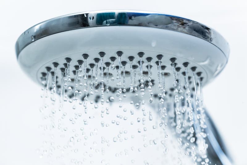 Clear Water Flowing from Shower. Stock Image - Image of bath, macro ...