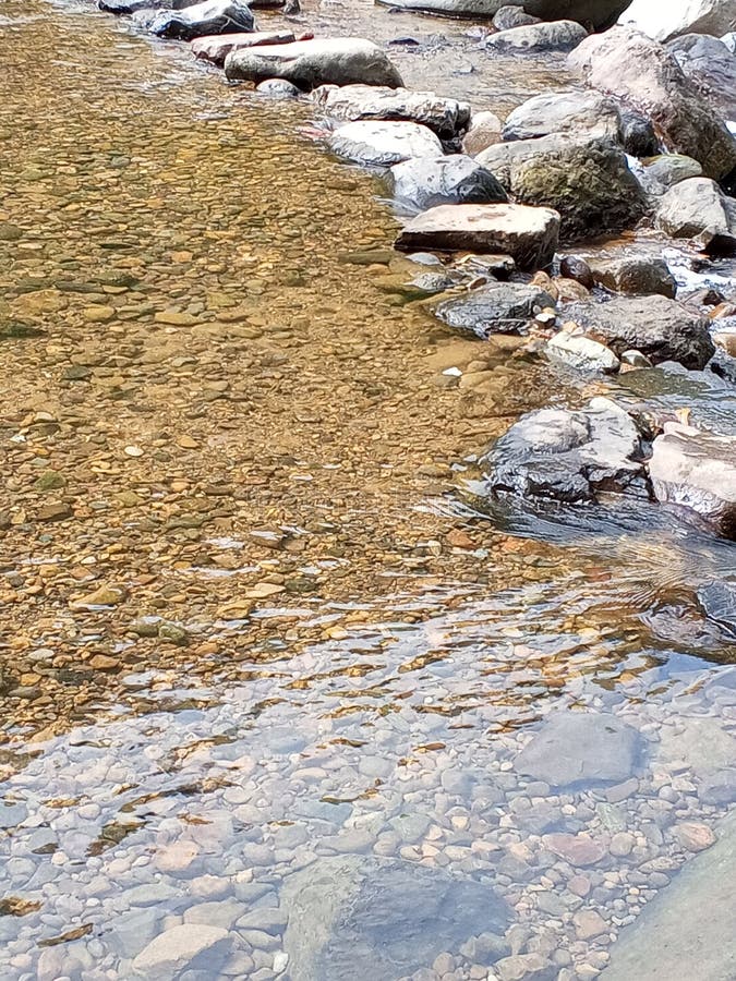 Clear Water Flows in a River Decorated with Rocks Stock Photo - Image ...