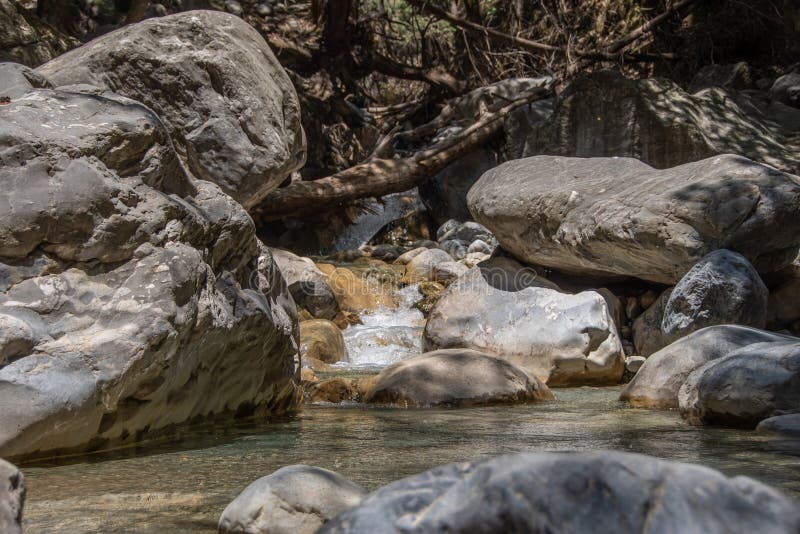 Clear Water Flows through the Samaria Gorge on Crete Stock Photo ...