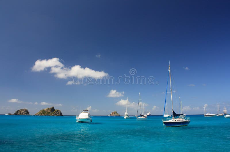 Clear Water, Island, Boats and Yachts Stock Photo - Image of saint ...