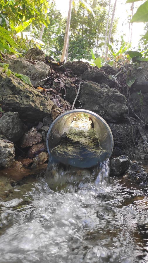 Clear Water Passing through the Pipe Stock Image - Image of clear ...