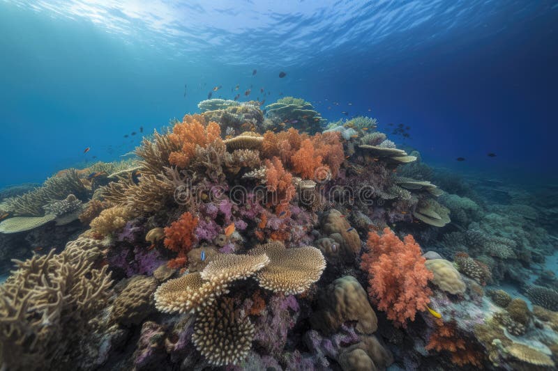 Clear-water Reef, Teeming with Life and Color Stock Illustration ...