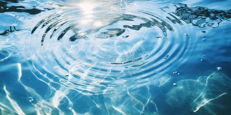 Clear Water Ripple Texture with Sunlight and White Surface Rings ...