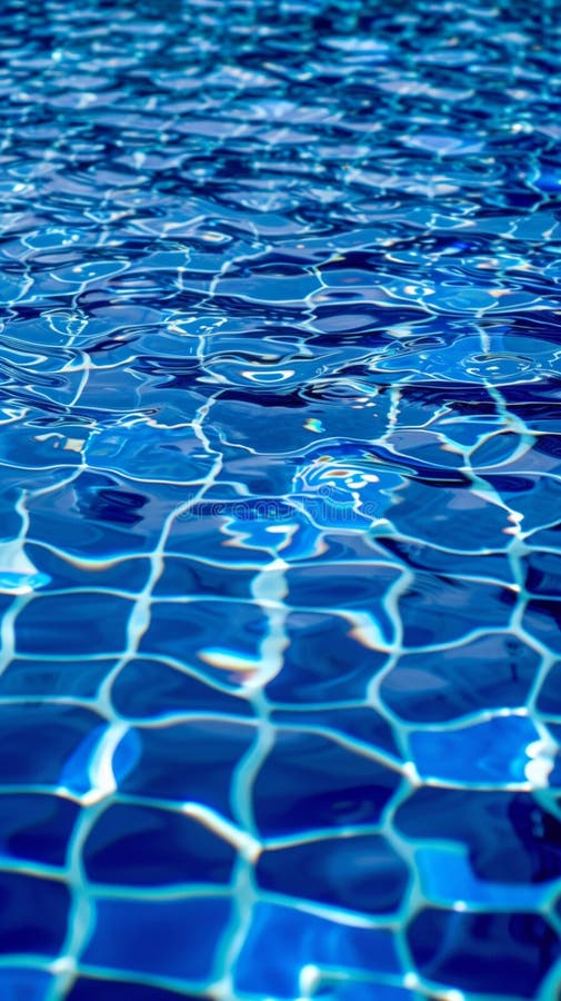 Clear Water Ripples Over Blue Tiles, Forming a Mesmerizing Abstract ...