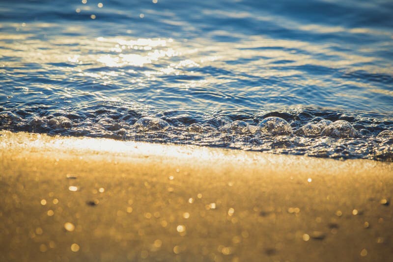 Clear Water of Small Sea Waves on the Sand Sparkling in the Sunshine ...