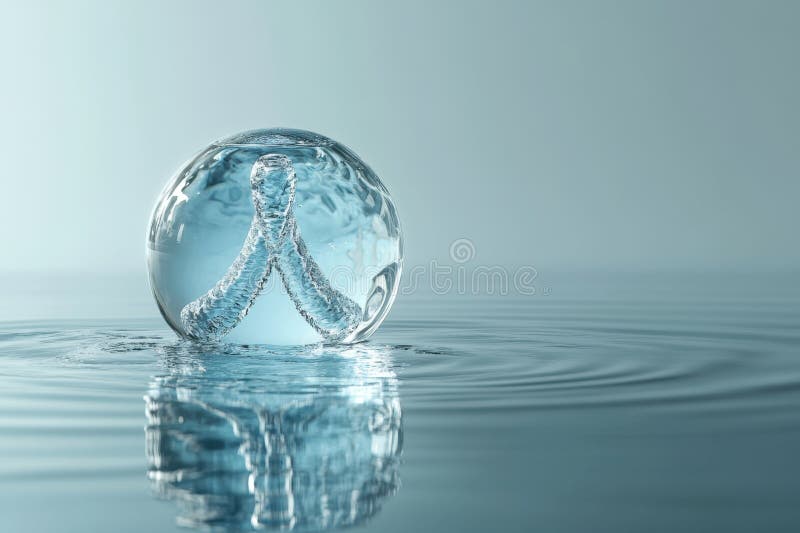 A Clear Water Sphere Floating Gently on Calm Water Surfaces To Create ...