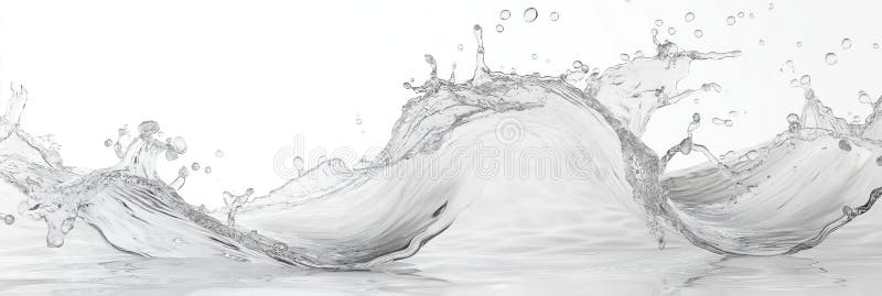 Clear Water Splash Forms Spiral Liquid Wave Pattern Against White ...