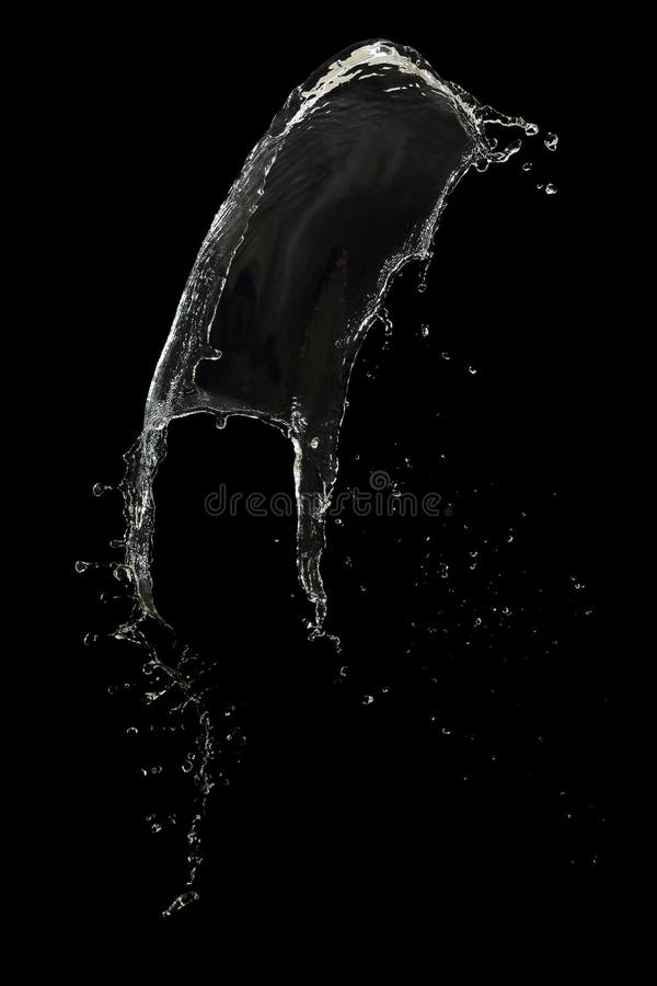 Clear Water Splash Isolated on Black Stock Photo - Image of leaking ...