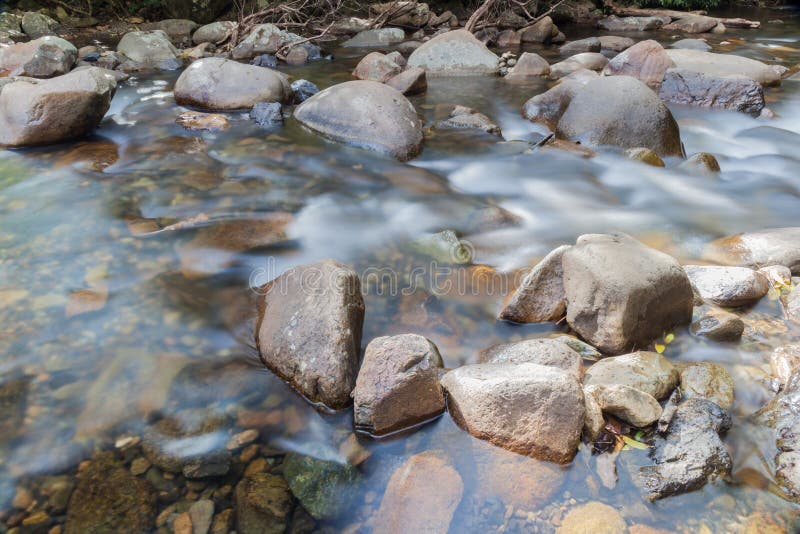 Clear Water of Stream Flowing through Natural Mountain Rocks. Stock ...