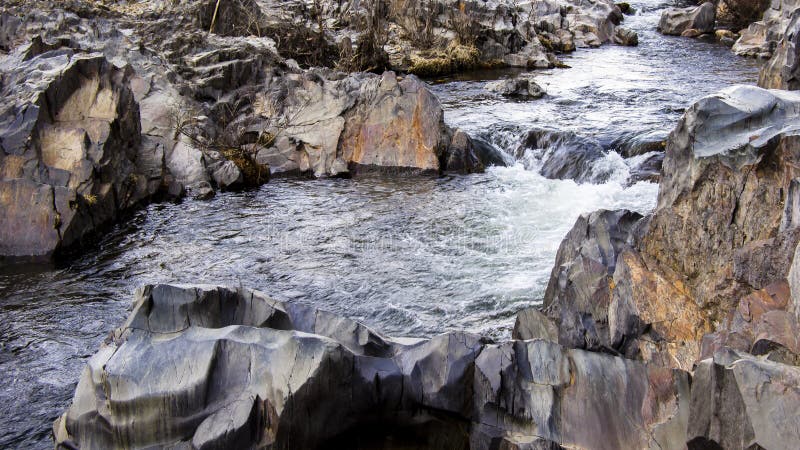 Clear Water Stream Flowing through Rocks Stock Photo - Image of surface ...