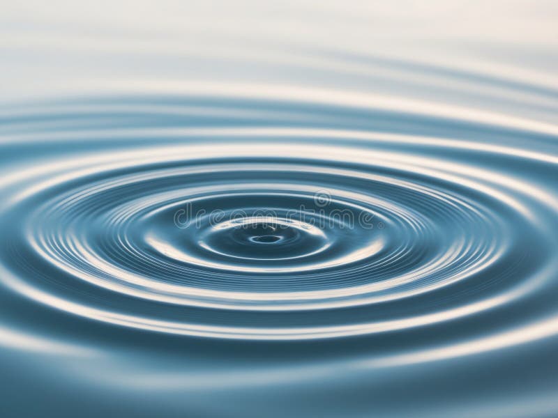 Clear Water Surface with Concentric Ripples in Bright Blue Light. Stock ...
