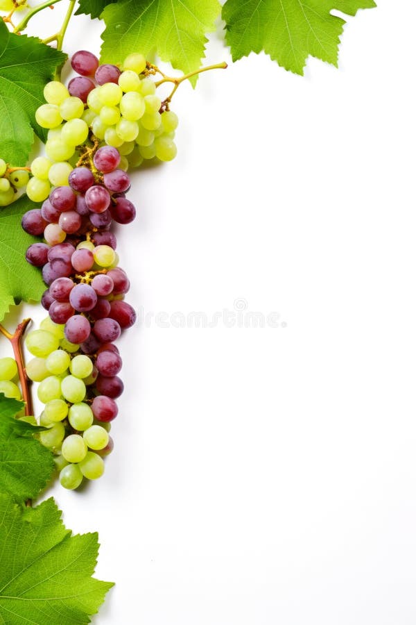 Clear White Background with Border from Red and White Wine Grapes and ...