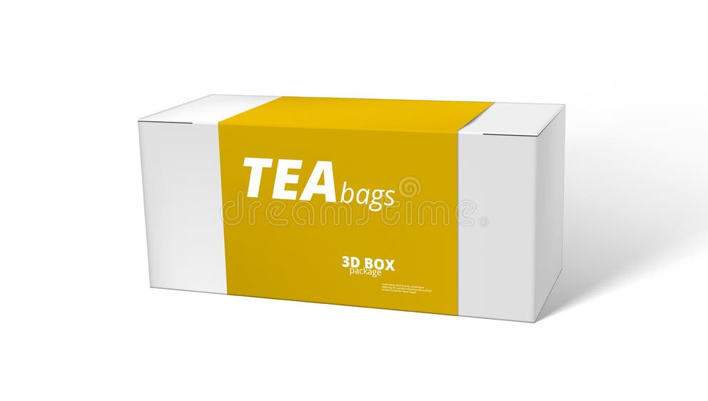 Clear White Box for Tea Bags with Yellow Label Stock Vector ...