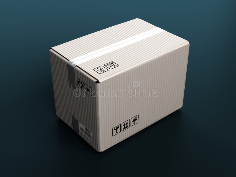 Clear White Cardboard Delivery Box 3d Render on Darck Blue Background ...