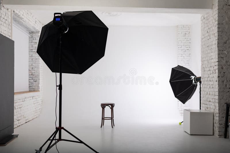Clear White Cyclorama. Light Background with with Professional Lighting ...