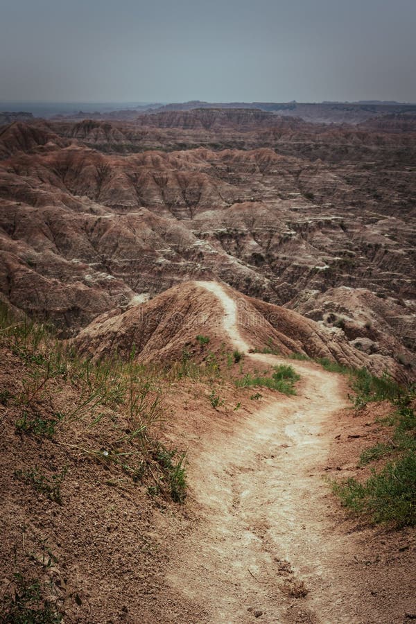 Clear, Winding Path Overlooking Breathtaking Badlands Scenery Stock ...