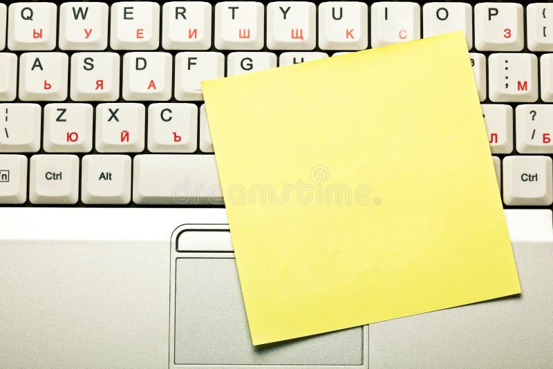 Clear Yellow Sticky Note on Laptop Keyboard Stock Photo - Image of ...