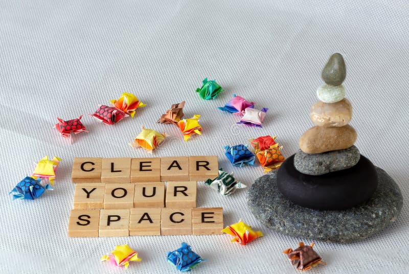 Clear Your Space - Word Abstract in Wood Type. Stock Photo - Image of ...