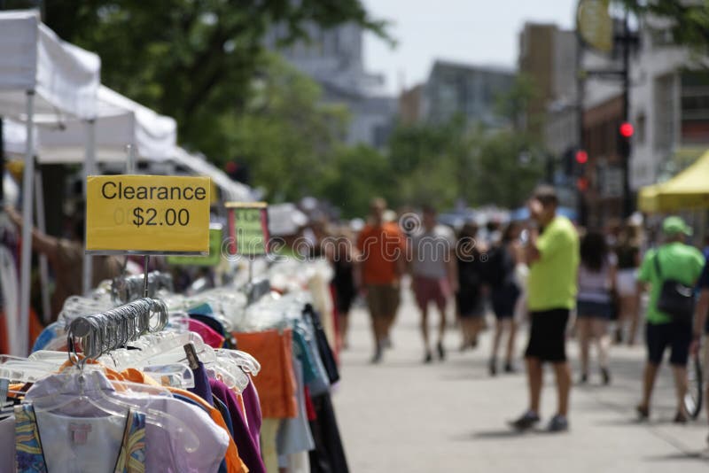 Clearance Rack of Clothes at Street Fair in Summer Stock Image - Image ...