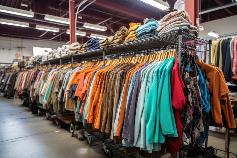 Clearance Rack Full of Discounted Apparel Stock Photo - Image of ...