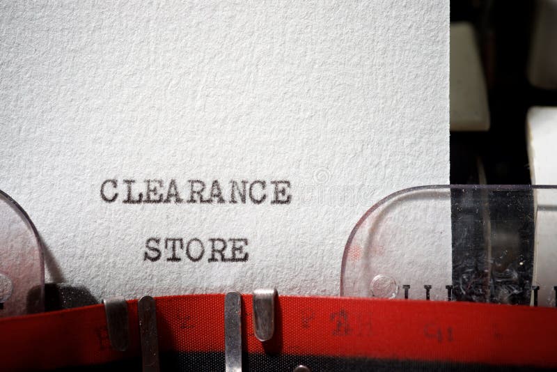 Clearance store text stock photo. Image of page, typewriter - 274985662