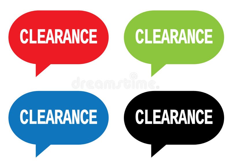 CLEARANCE Text, on Rectangle Speech Bubble Sign. Stock Illustration ...