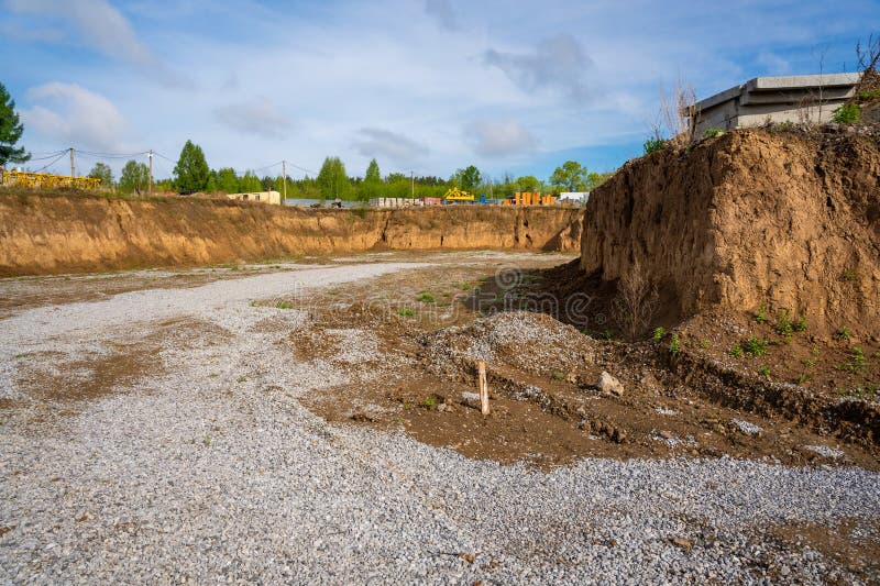 Cleared Construction Site Prepared for Building Foundation. Excavation ...