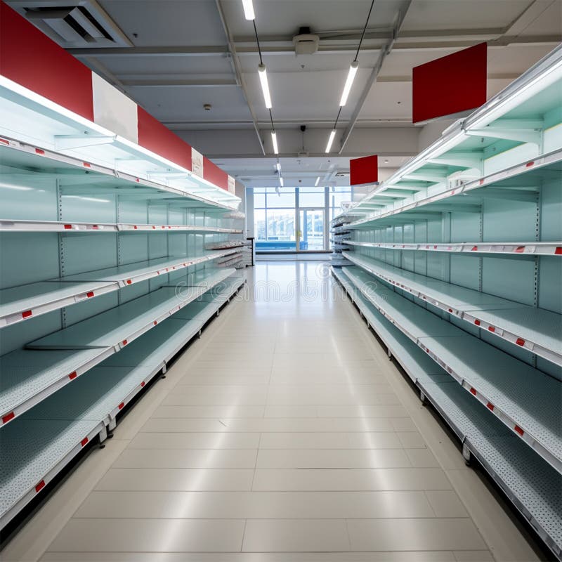 Cleared Empty Shelves in an Empty Store Stock Illustration ...