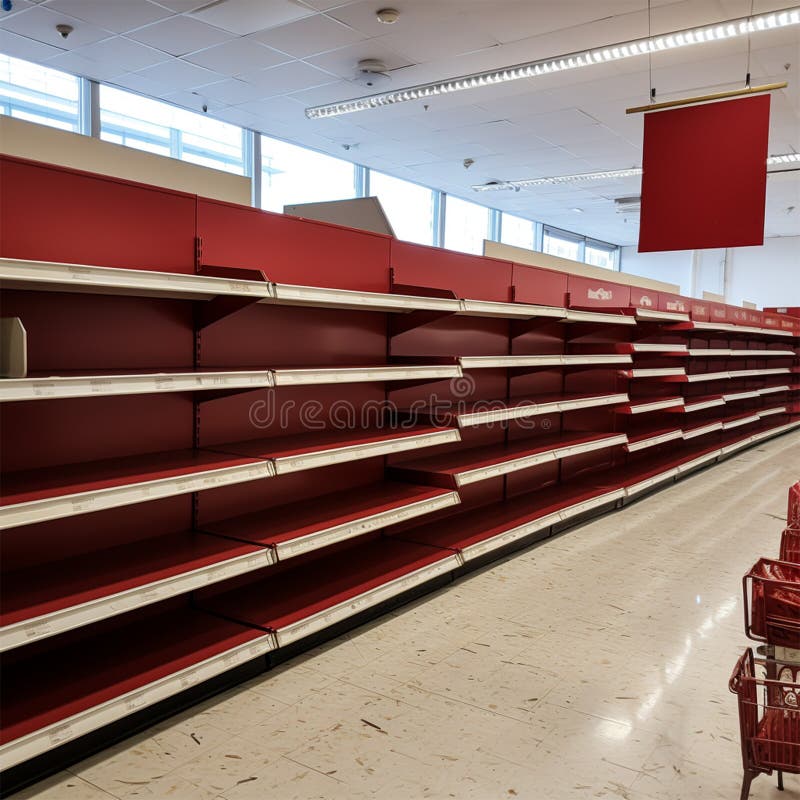 Cleared Empty Shelves in an Empty Store Stock Illustration ...