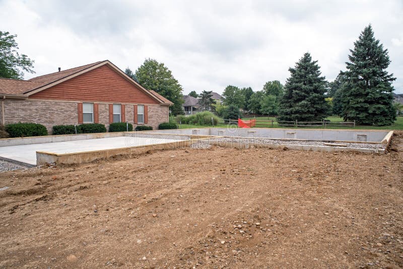 Cleared Land with New Home Foundation Stock Photo - Image of land, home ...