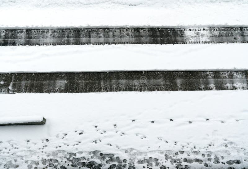 Cleared Path through Deep Snow on an Asphalt Road after a Heavy ...