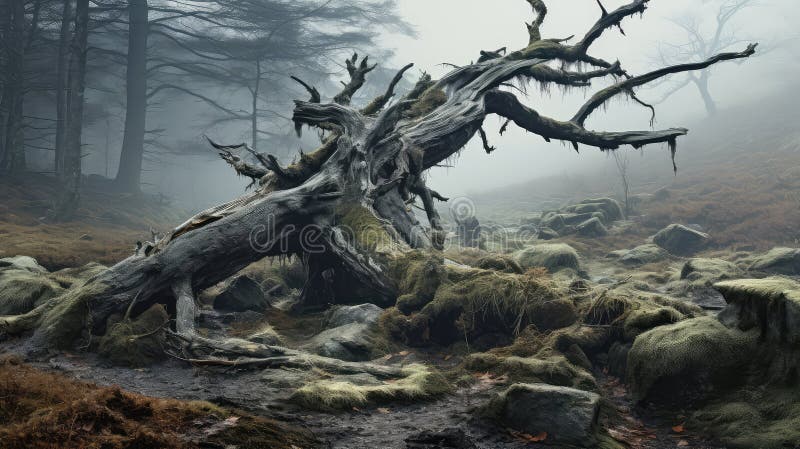 Clearing dead tree stock image. Image of broken, leaves - 369360579