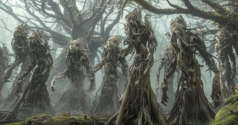 In a Clearing Deep within the Forest a Group of Ancient Tree Spirits ...