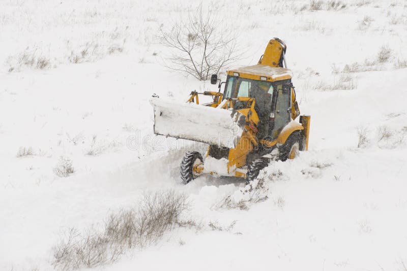 Clearing the Road from Snow Stock Image - Image of removal, tractor ...