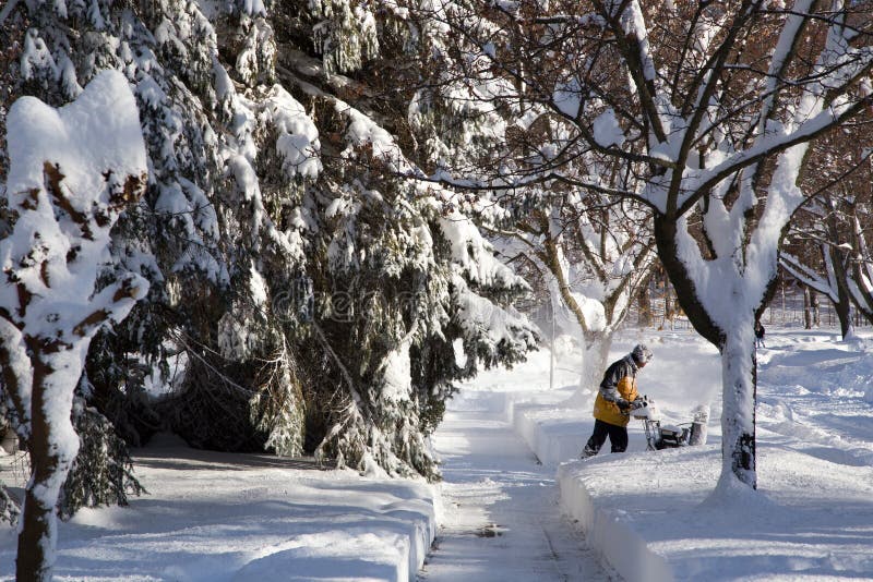 Clearing with the Snow Blower Stock Image - Image of crisp, driveway ...