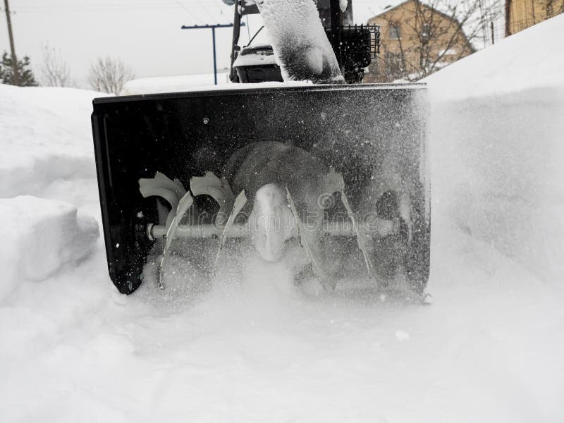 Clearing Snow with a Snowblower Stock Image - Image of chore, season ...