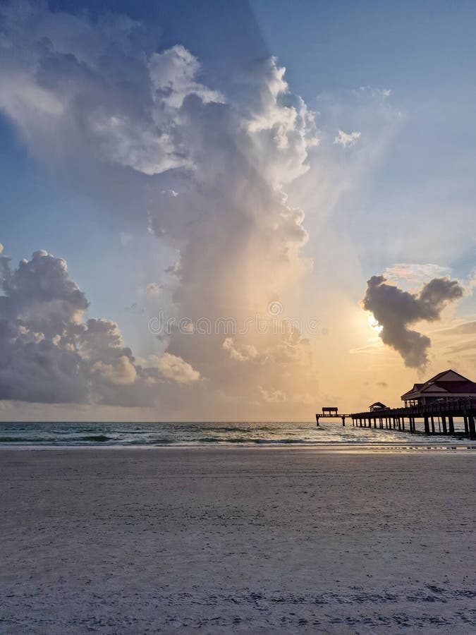 Clearwater Beach Sunset with a Dramatic Sky Stock Image - Image of soft ...