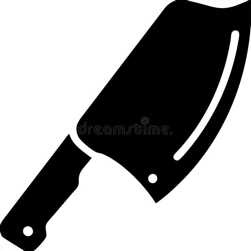 Cleaver Knife with Simple Black Silhouette on Solid Background Vector ...