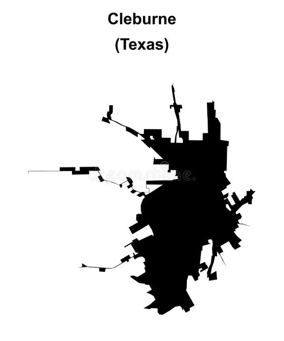 Cleburne outline map stock vector. Illustration of boundary - 357643563