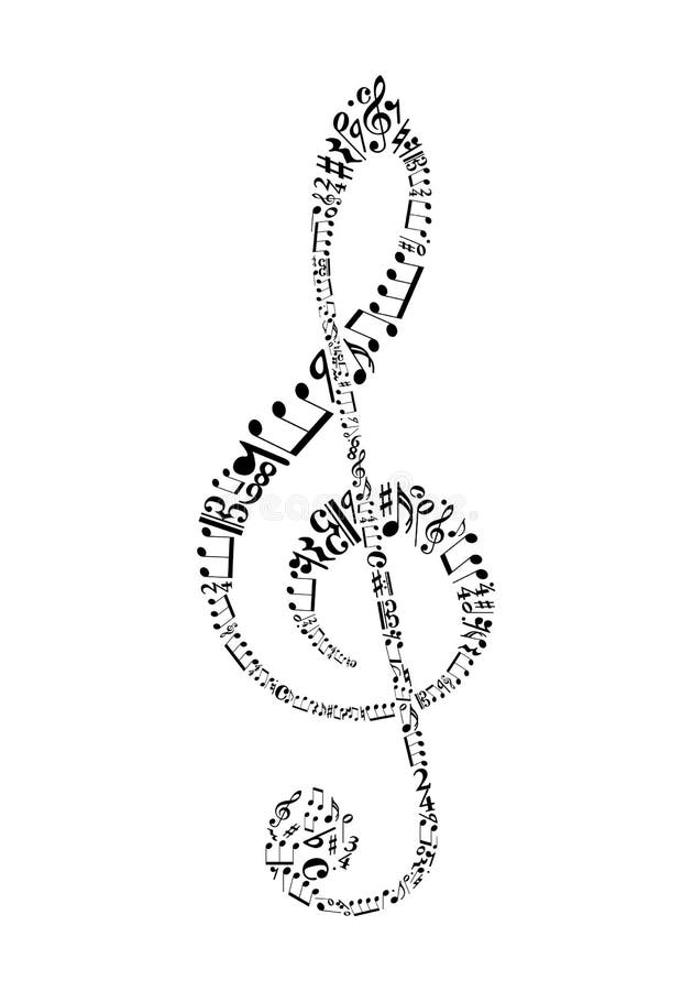 Treble Clef Design by Musical Notes Stock Vector - Illustration of ...