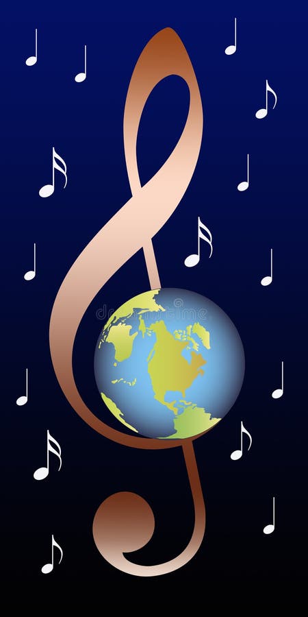Earth Globe with Musical Notes Around, 3D Rendering Stock Illustration ...