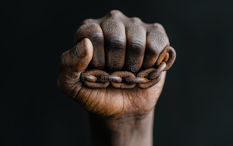 Clenched fist with chains stock illustration. Illustration of grip ...