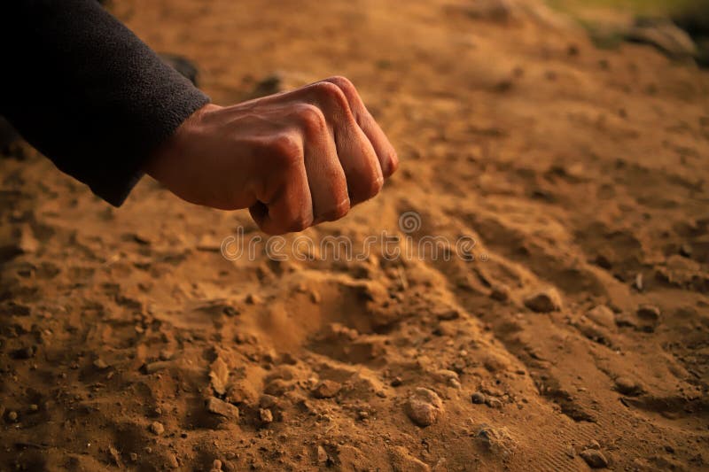 A Clenched Fist of a Hand Scooping Up Sand Stock Image - Image of ...