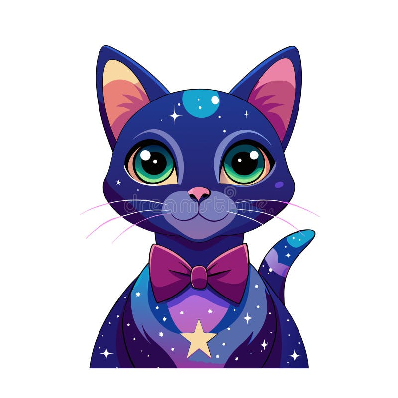 Cleo the Cosmic Cat Chic Character Design Stock Vector - Illustration ...